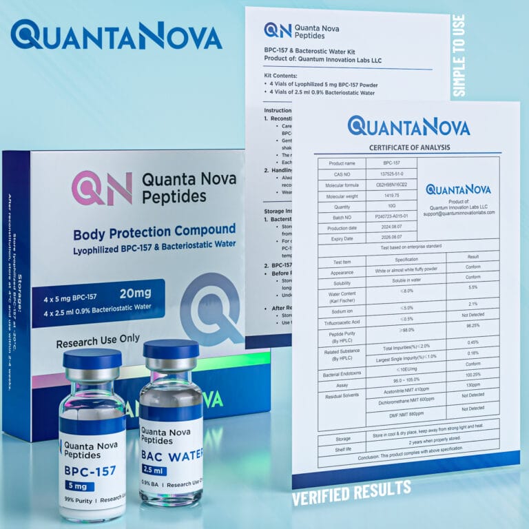 BPC-157 4x5mg lyophilized powder kit with 4 2.5 ml bac water